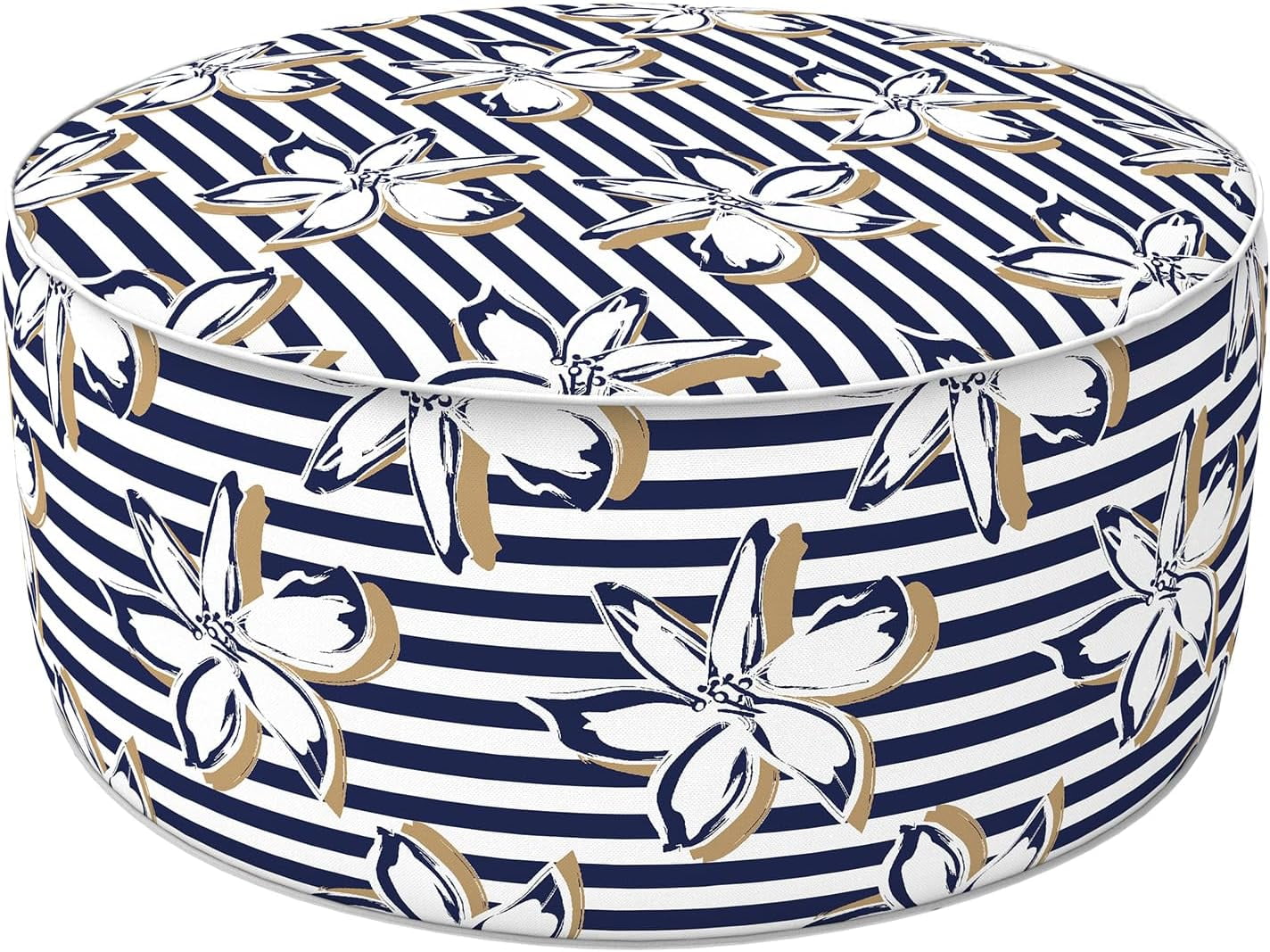 Indoor/Outdoor Inflatable Ottoman, D31 x H14 Inch Large Round Ottoman ...