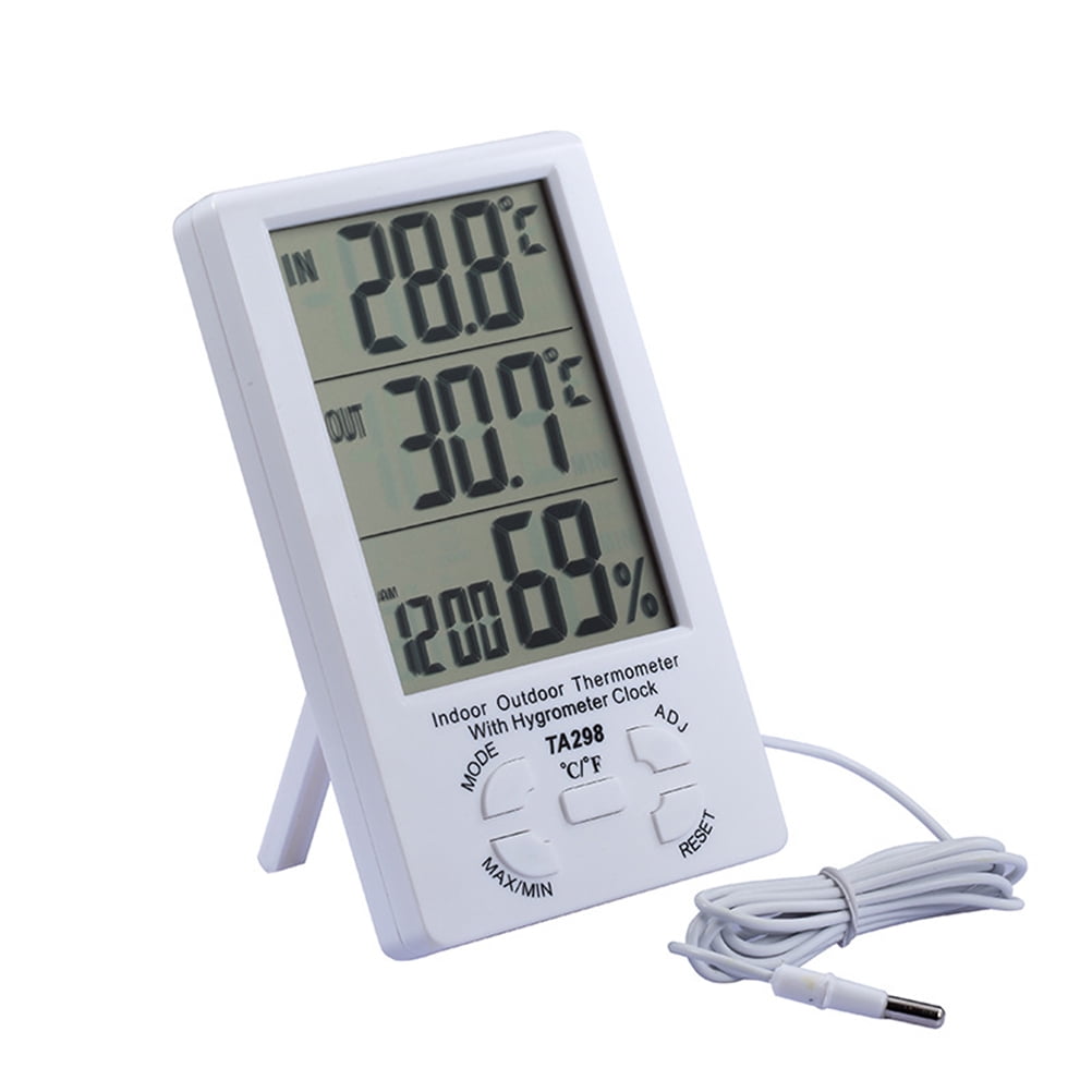 Indoor Outdoor LCD Digital Solar Temperature Meter Humidity Thermometer ...