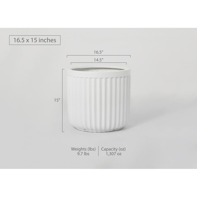 Large Indoor/Outdoor Fiberstone Lightweight Short Round Planter Pot ...