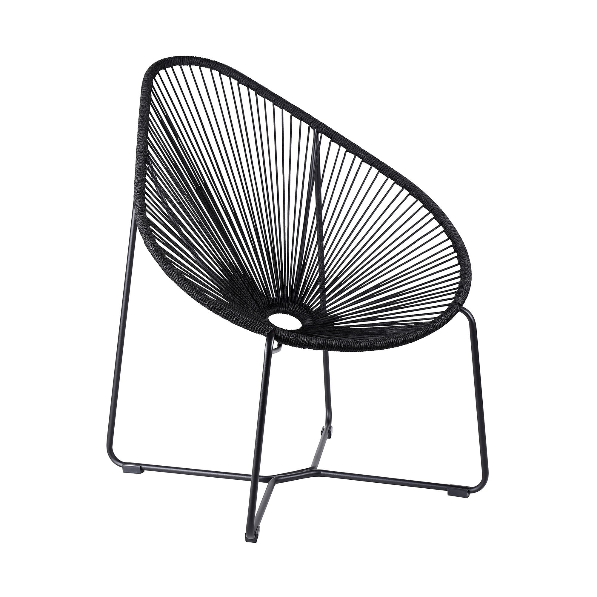 Indoor Outdoor Lounge Chair with Pear Shape Woven Seat, Black - Walmart.com