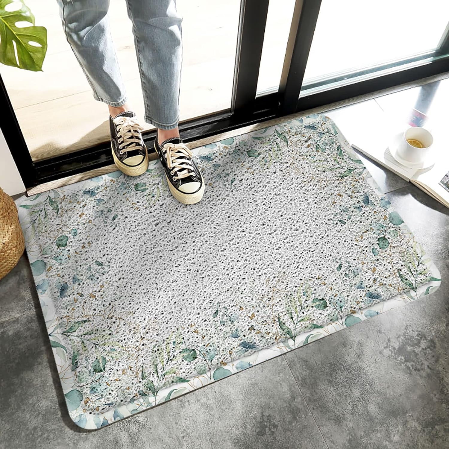 Indoor Outdoor Mat Heavy Duty Rubber Doormats, Fresh Abstract Art ...