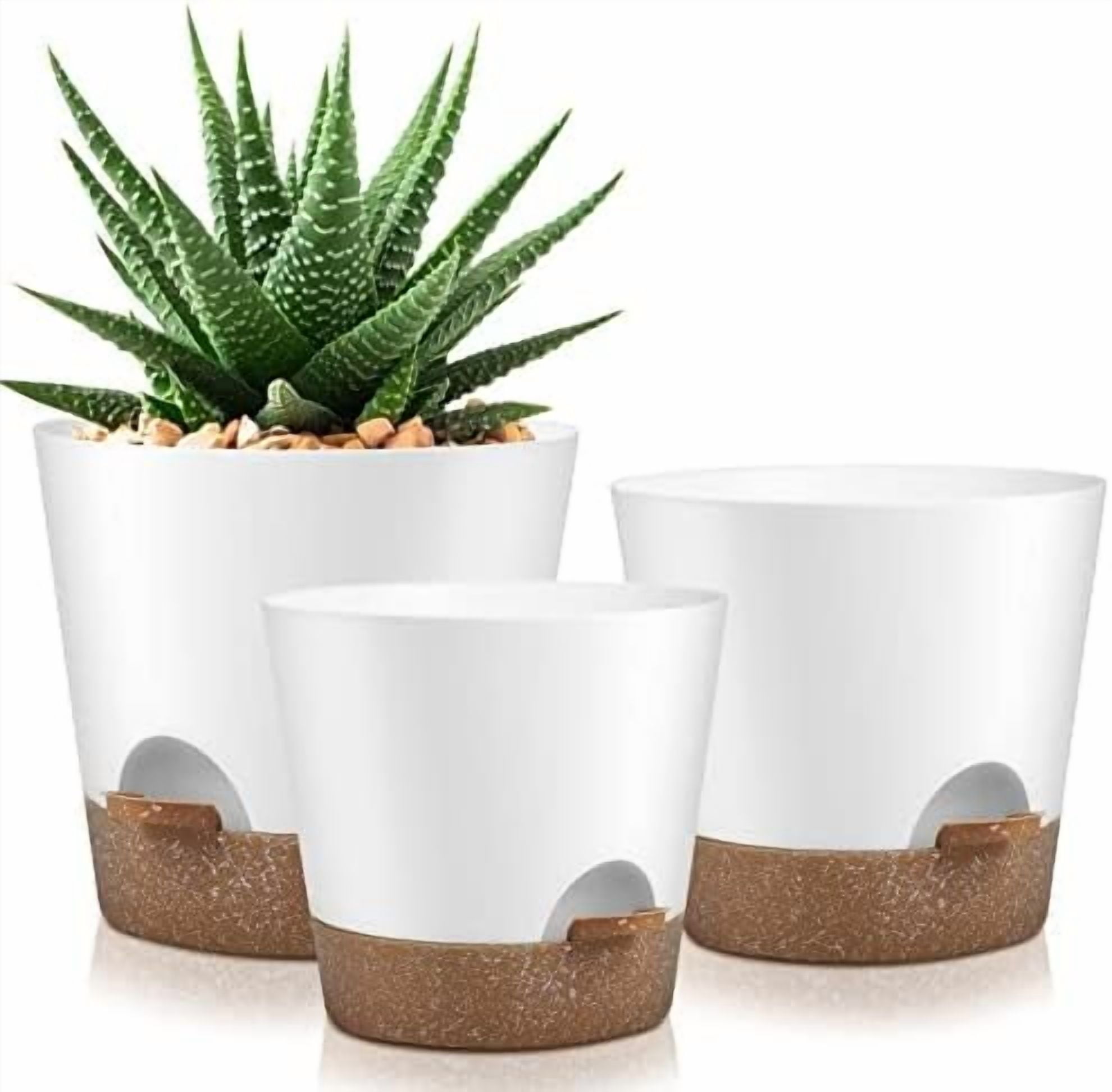 Indoor Outdoor Plant Pots- Self Watering Planters with Drainage Holes ...