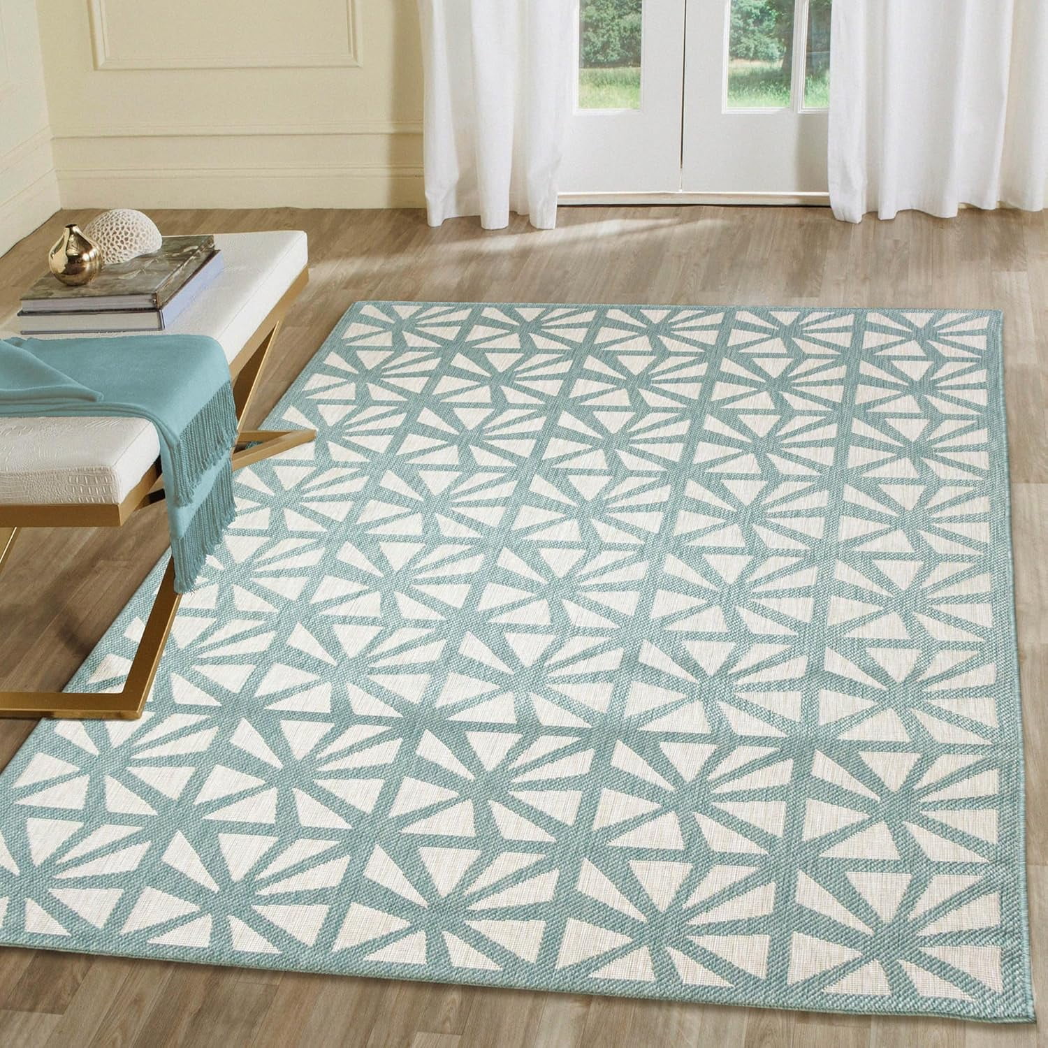 Indoor/Outdoor Power Loomed Synthetic Blend Low Profile Area Rug ...