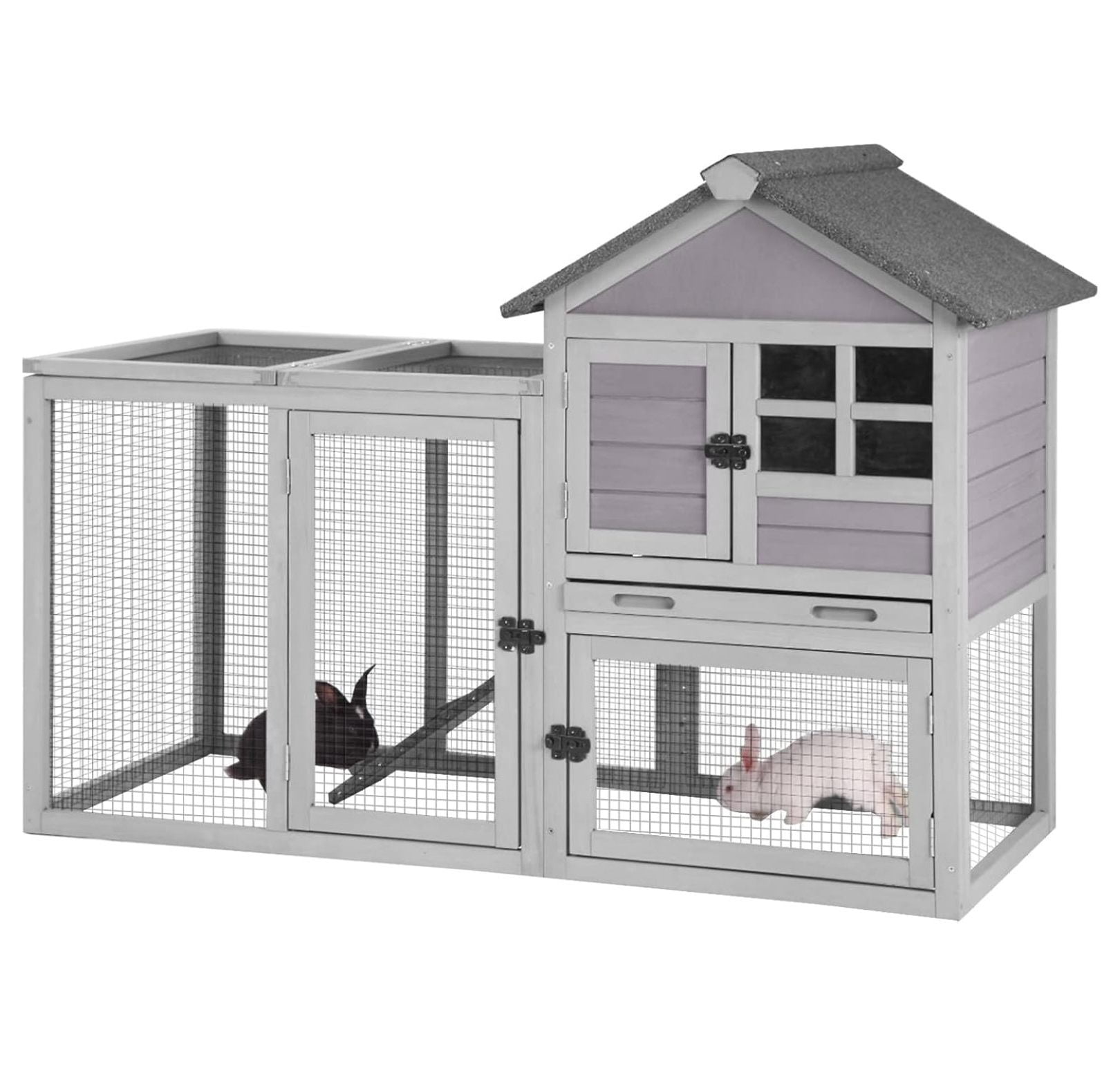 Indoor Outdoor Rabbit Hutch, Large Bunny Cage Small Animal Houses ...
