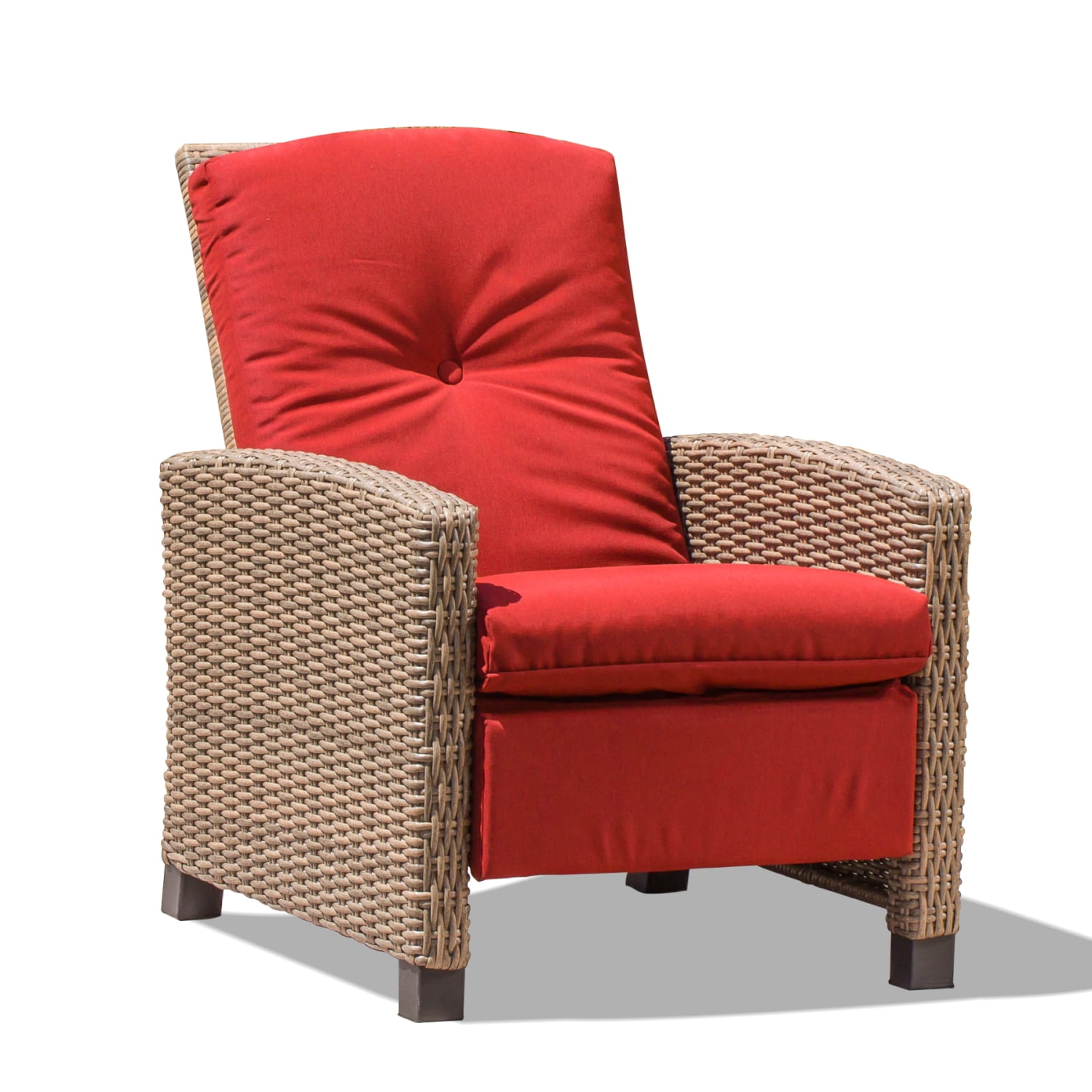 Indoor & Outdoor Recliner All-Weather Wicker Reclining Patio Chair Red ...