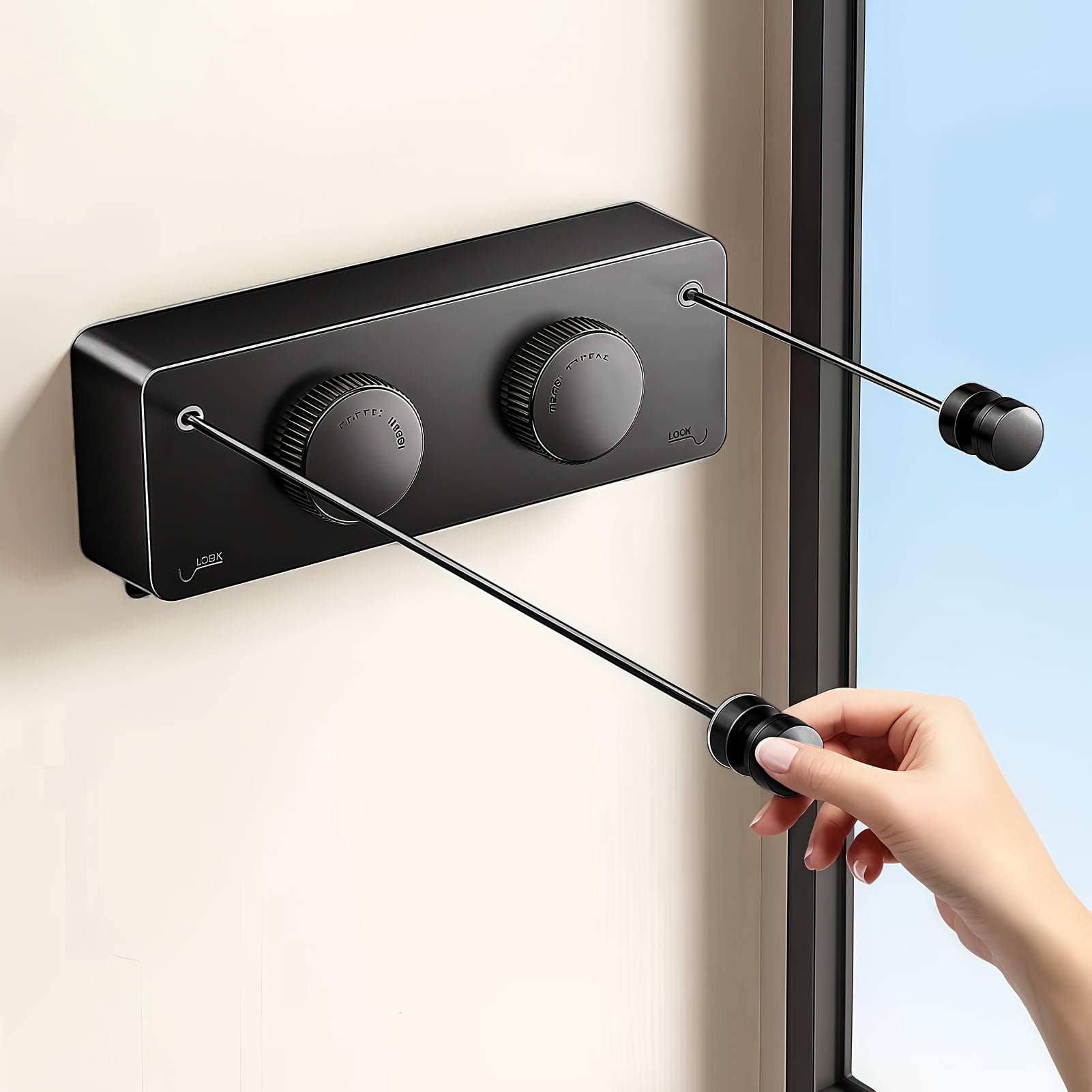 Indoor/Outdoor Retractable Clothesline, Heavy-Duty Wall-Mounted Laundry ...