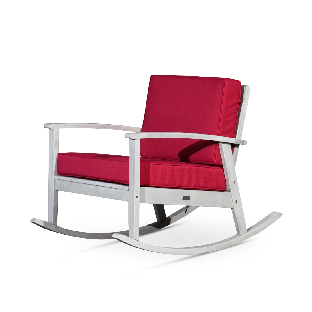 Indoor Outdoor Rocking Chair, Eucalyptus Rocker Recliner Chair with ...