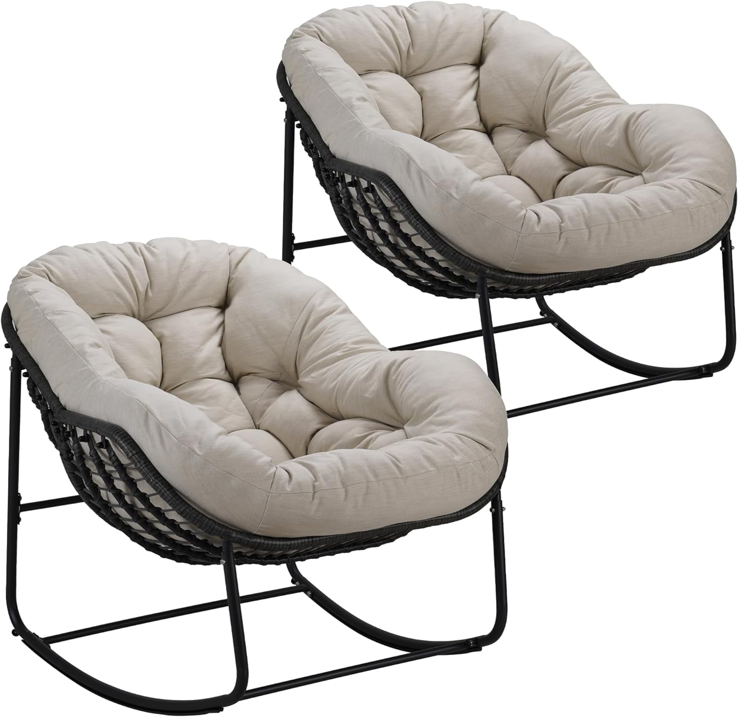 Indoor & Outdoor Rocking Chair, Oversized Rattan Royal Rocking Chair ...