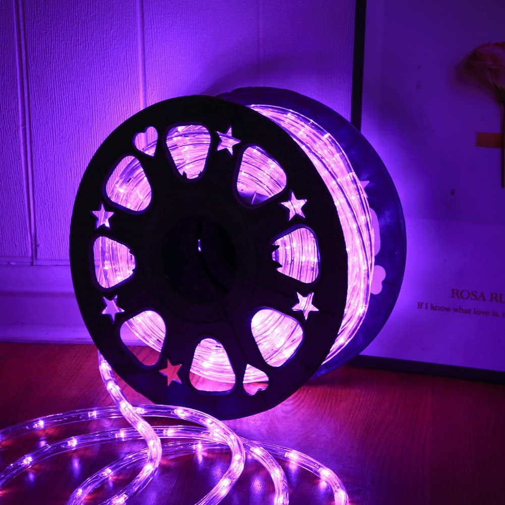 Indoor Outdoor Rope Lights,110v 100ft Connectable Purple led Rope ...