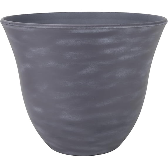 Indoor/Outdoor Round Honeysuckle Resin Flower Pot Planter, Zinc Grey ...