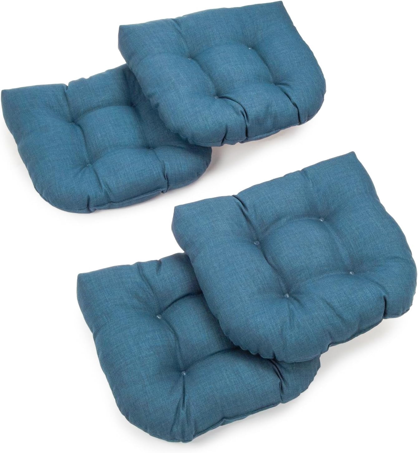 Indoor/Outdoor Rounded Back Chair Cushion, 19" x 19", Sea Blue 4 Count ...