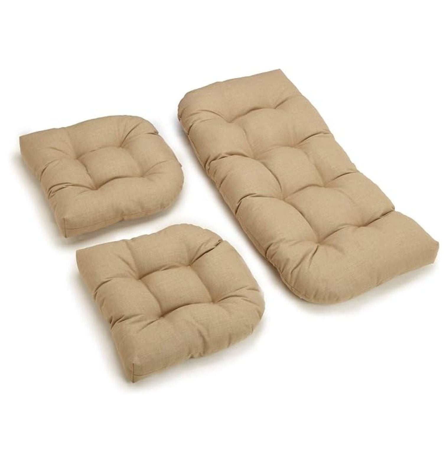 Indoor/Outdoor Rounded Back Settee Cushion Set, Sandstone 3 Count ...
