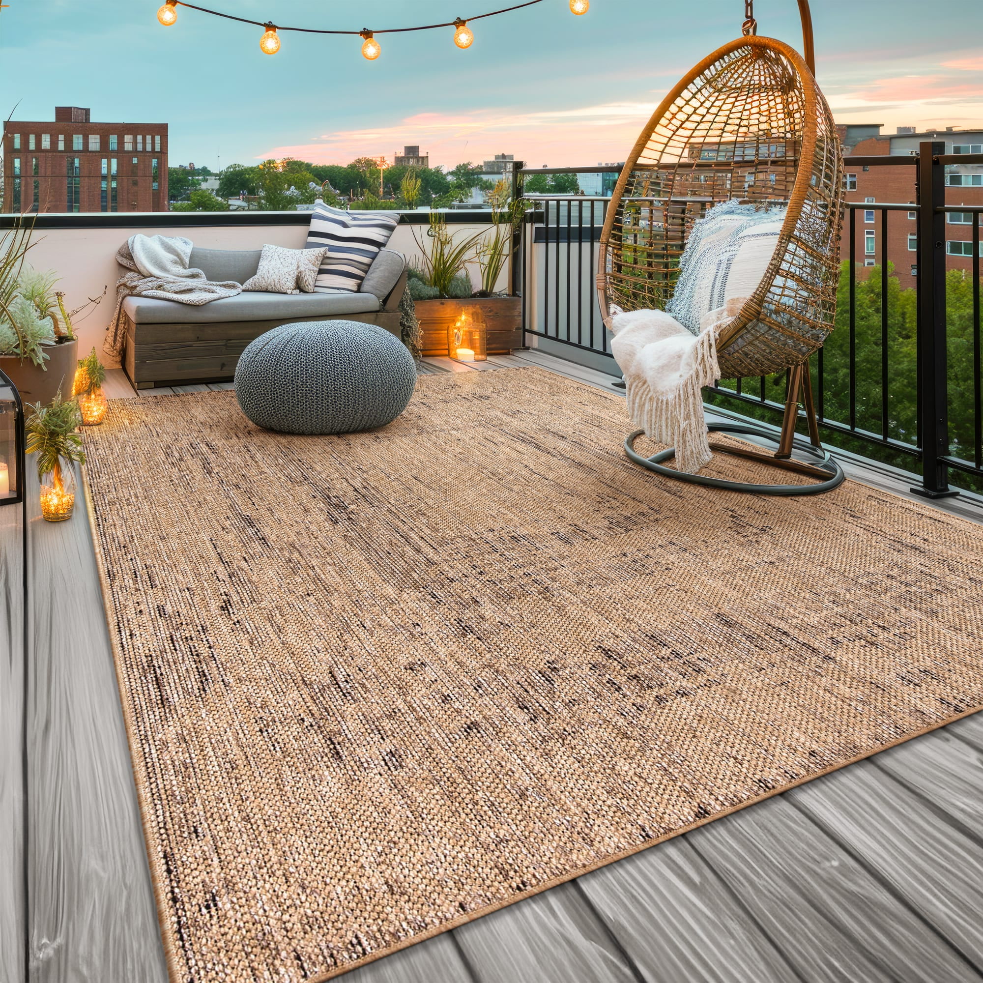Indoor & Outdoor Rug Modern Boho Style in Beige - Walmart.com