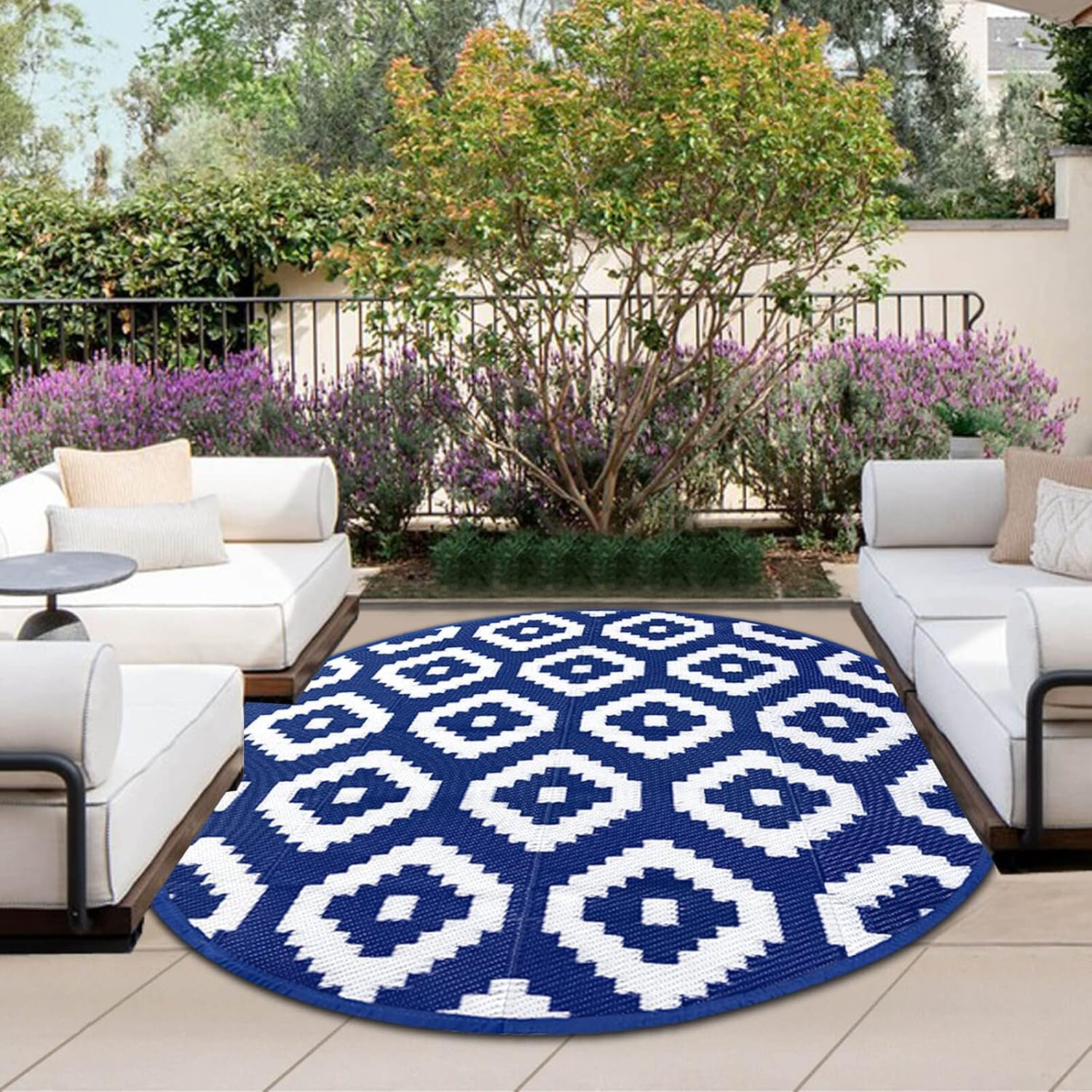 Indoor Outdoor Rugs for Patio 8 Feet - Reversible Outside Carpet, Stain ...