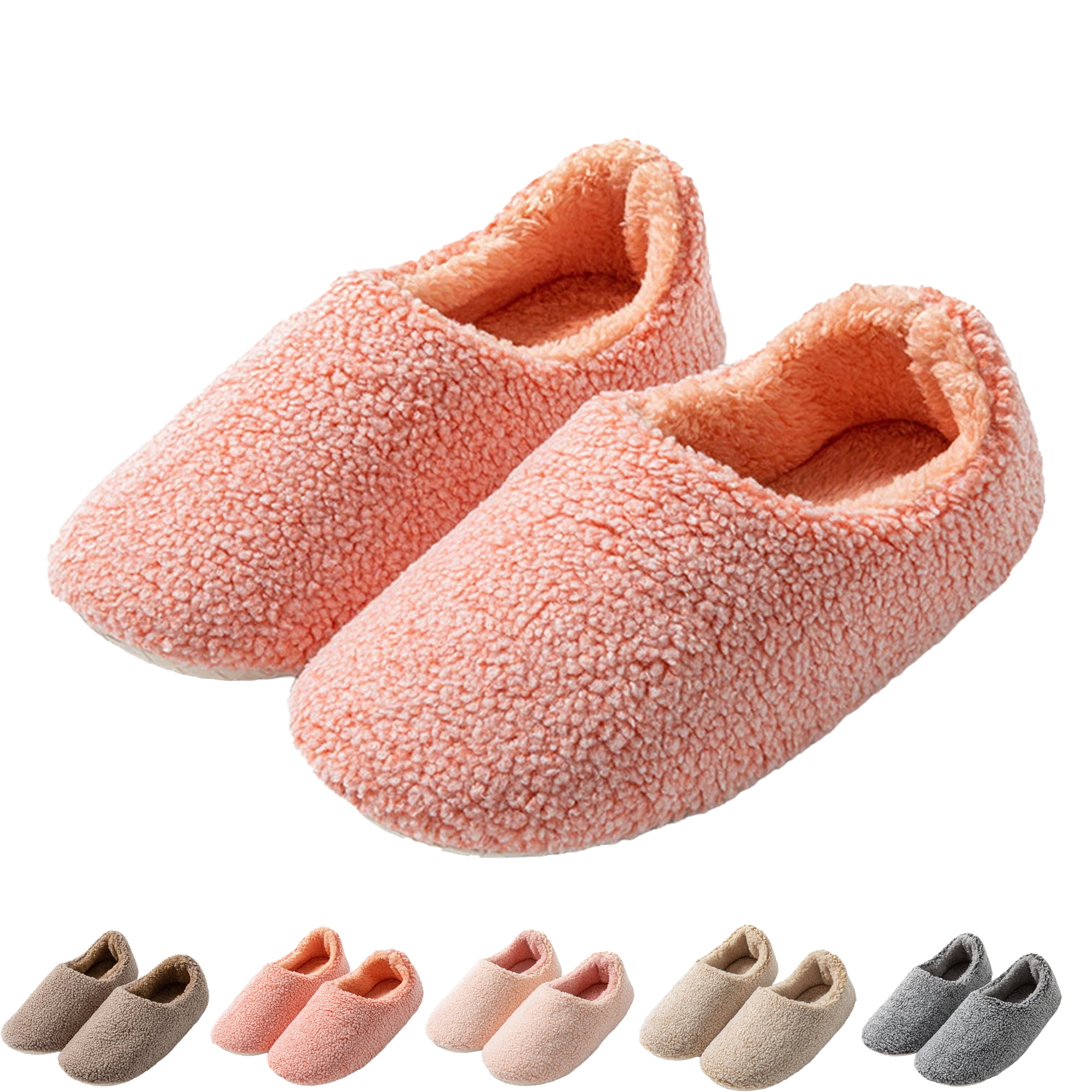 Slippers for Women Men Slip-on Warm House Slipper Fleece-Lined Bedroom ...