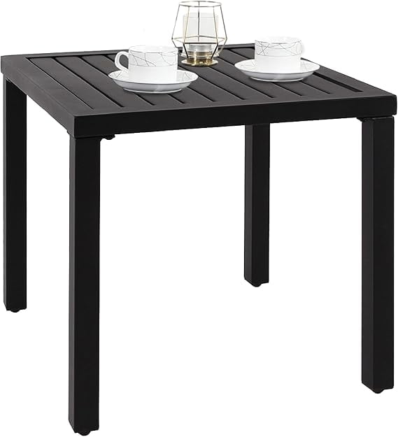 Indoor Outdoor Small Metal Square Side/End Table, Patio Coffee Bistro ...