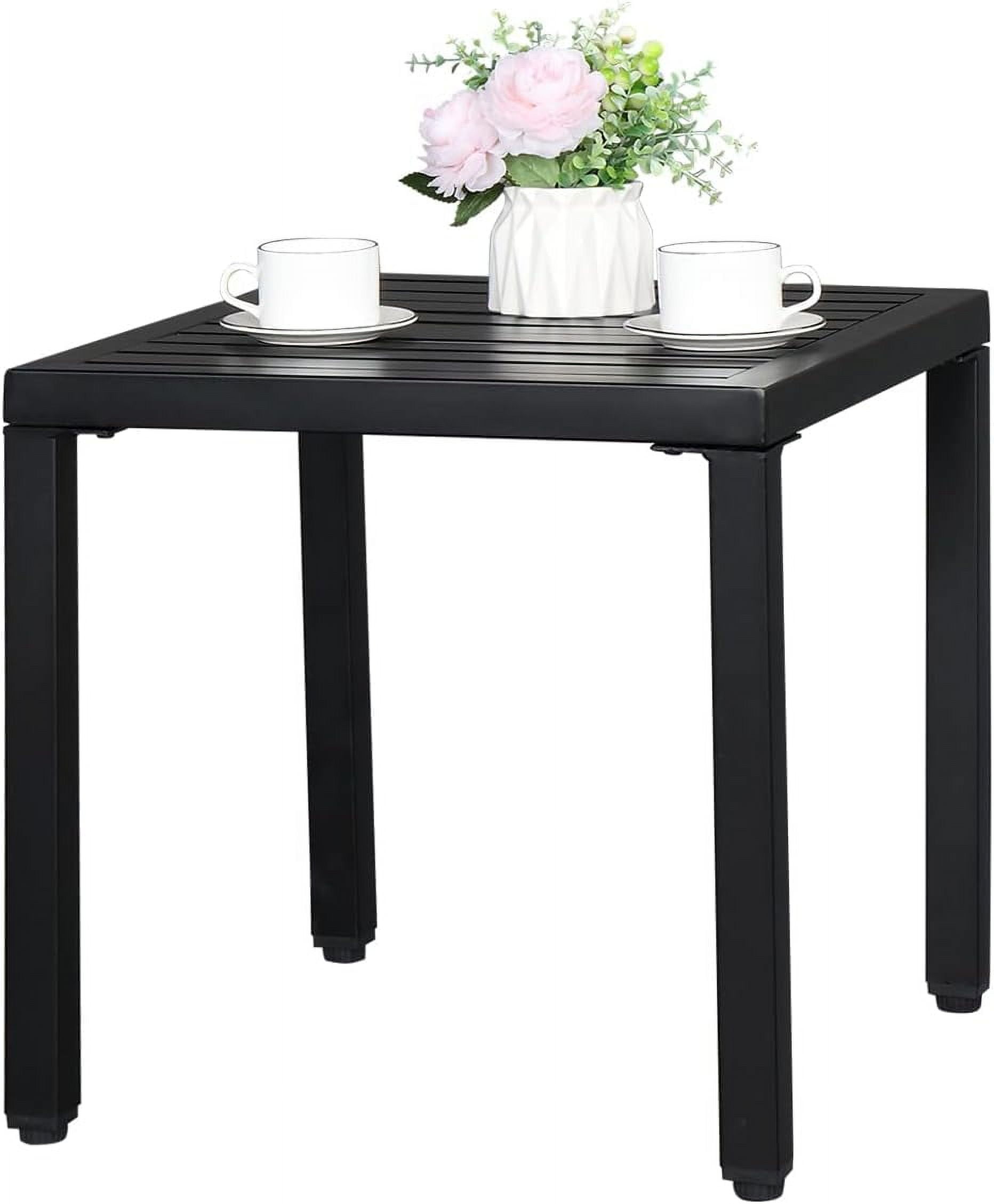 Indoor Outdoor Small Metal Square Side End Table, Patio Coffee Bistro ...