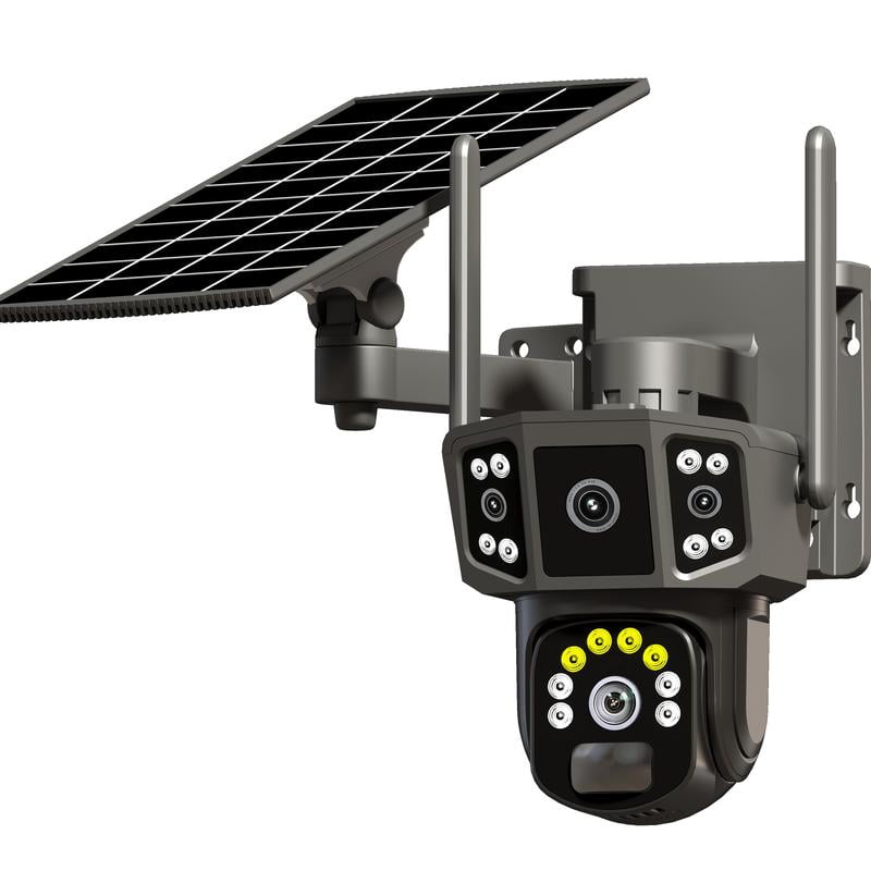 Indoor and Outdoor Solar Gimbal Camera, Dual Lens Dual Screen Automatic ...