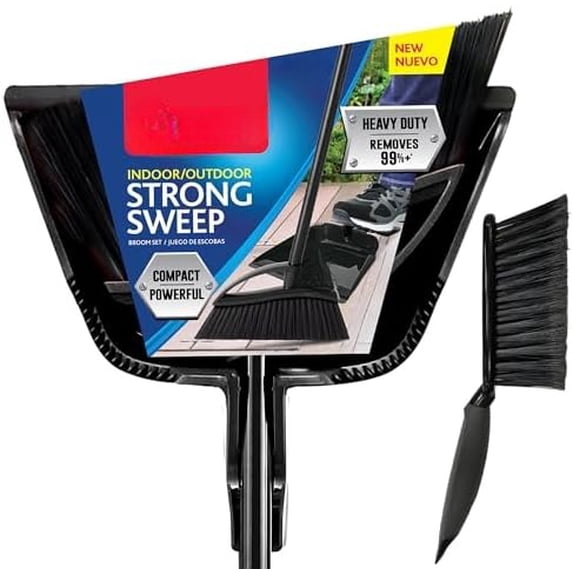 Indoor & Outdoor Strong Sweep Broom & Brush Bundle | Heavy Duty ...