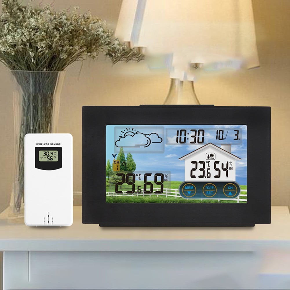 Indoor Outdoor Temperature Clock with Alarm and Weather Forecast ...