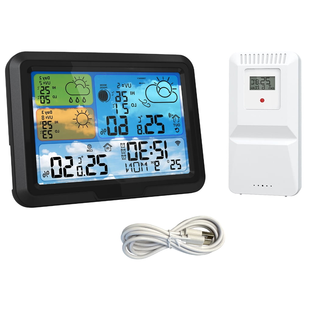 Indoor Outdoor Temperature Humidity Monitor WIFI Weather Forecast ...