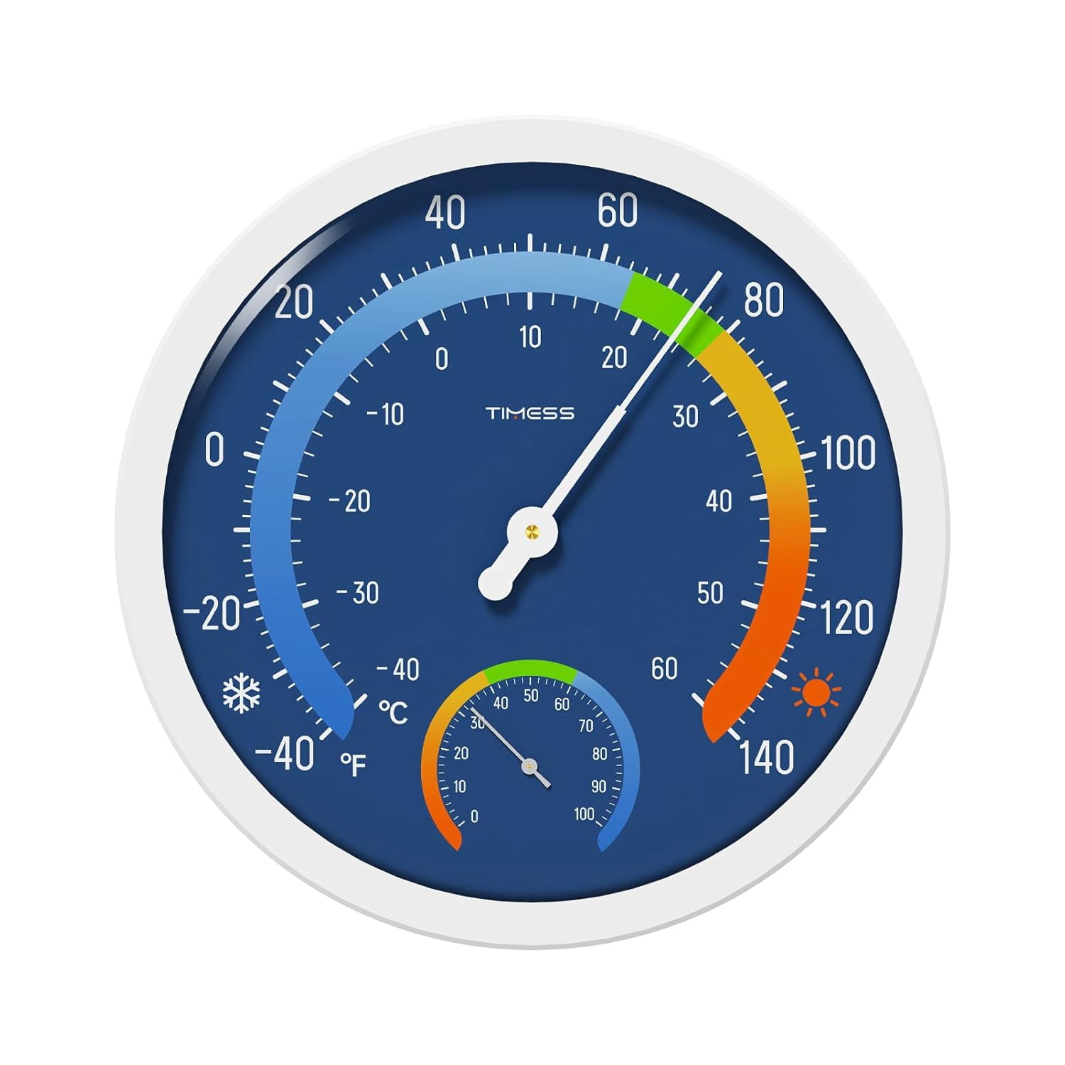 Indoor Outdoor Thermo-Hygrometer, 10 Inch Battery-Free, Dual Dial Large ...