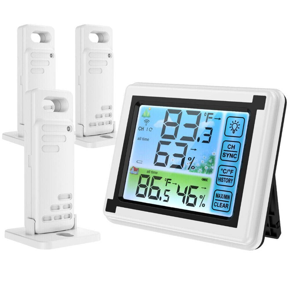 Indoor Outdoor Thermometer Hygrometer Weather Station with 3 Remote ...