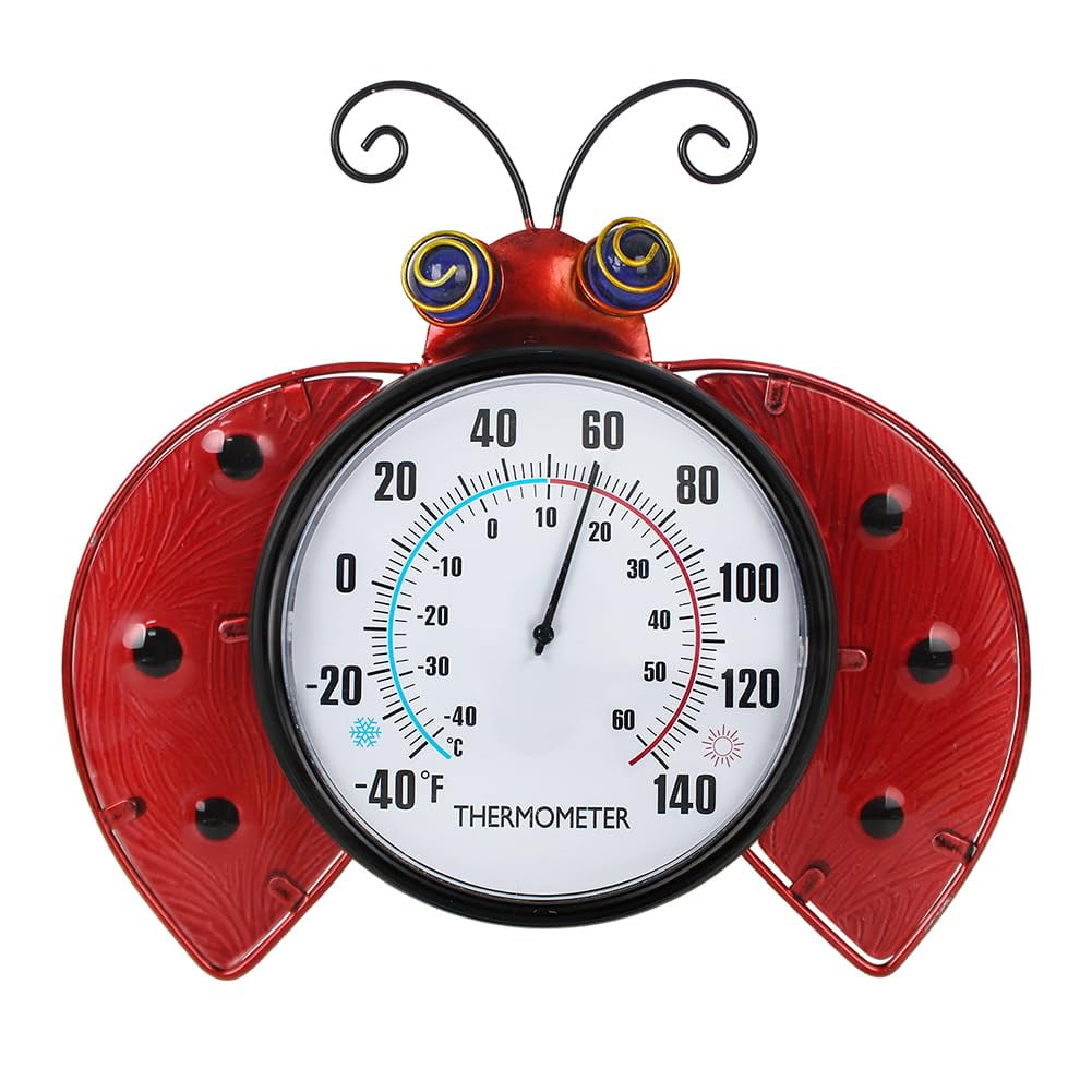 Indoor Outdoor Thermometer, Ladybug Wall-Mounted Thermometer Waterproof ...