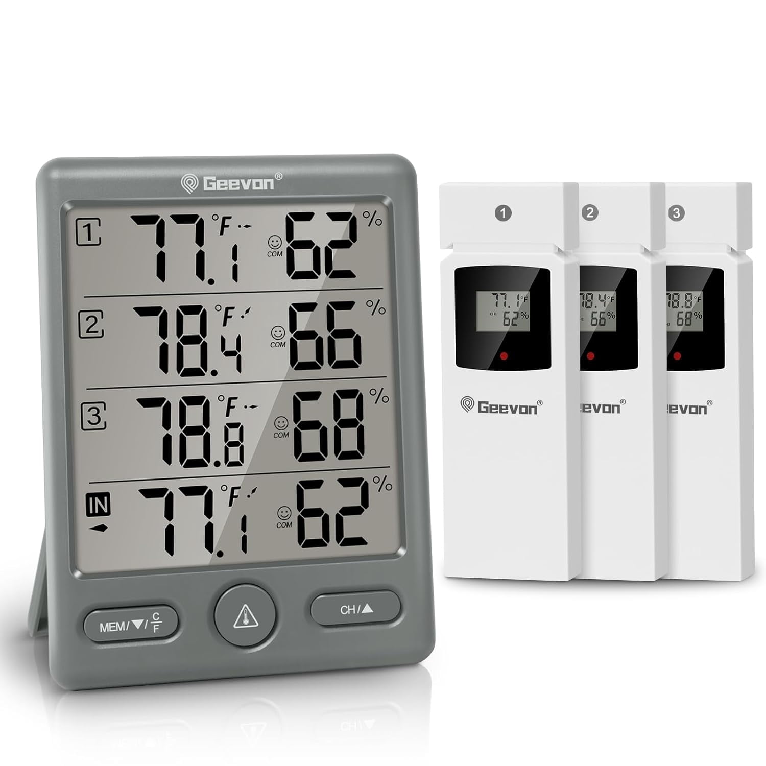 Indoor Outdoor Thermometer Wireless with 3 Remote Sensors, Temperature ...