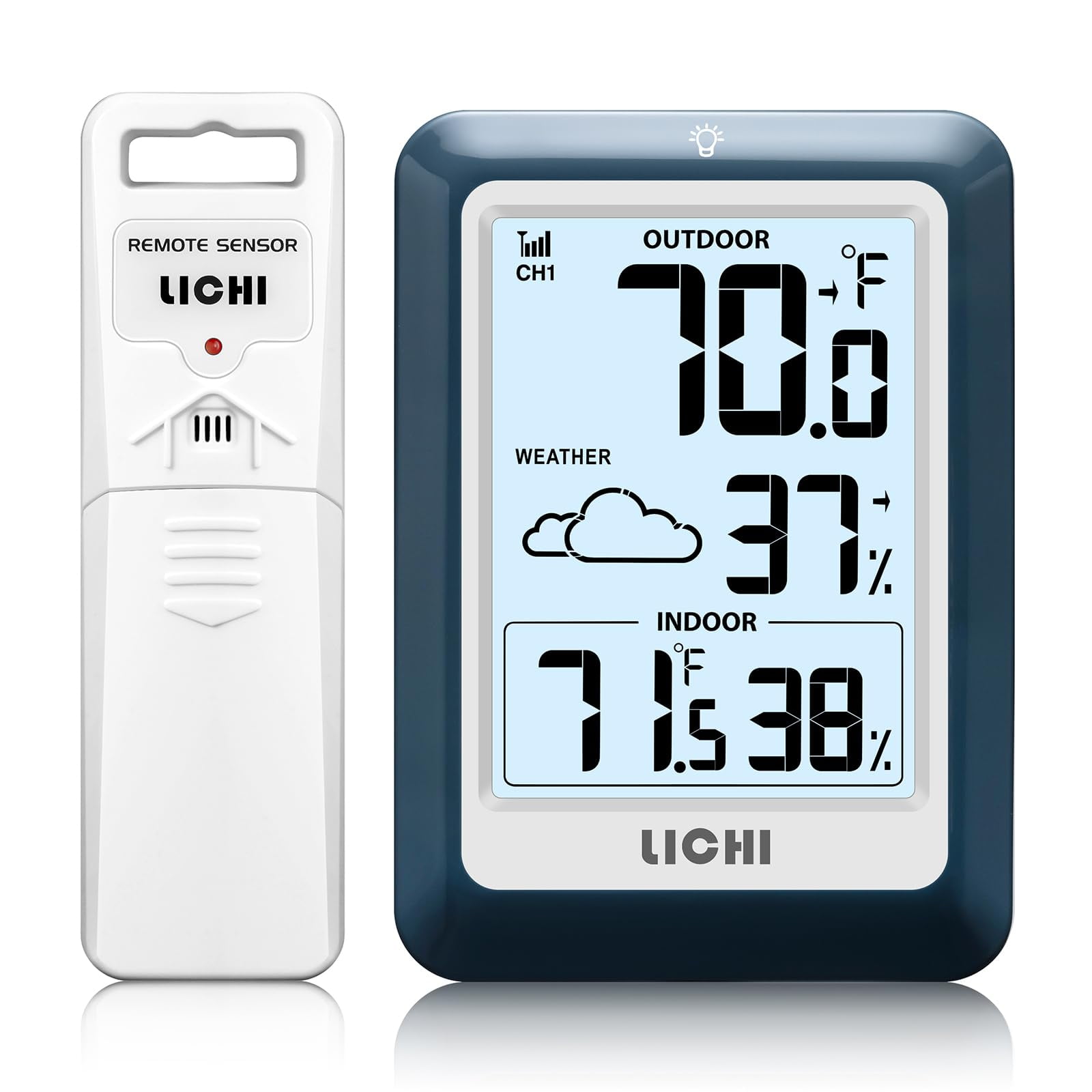 Indoor Outdoor Thermometer Wireless JKF25 Weather Station, Internal ...