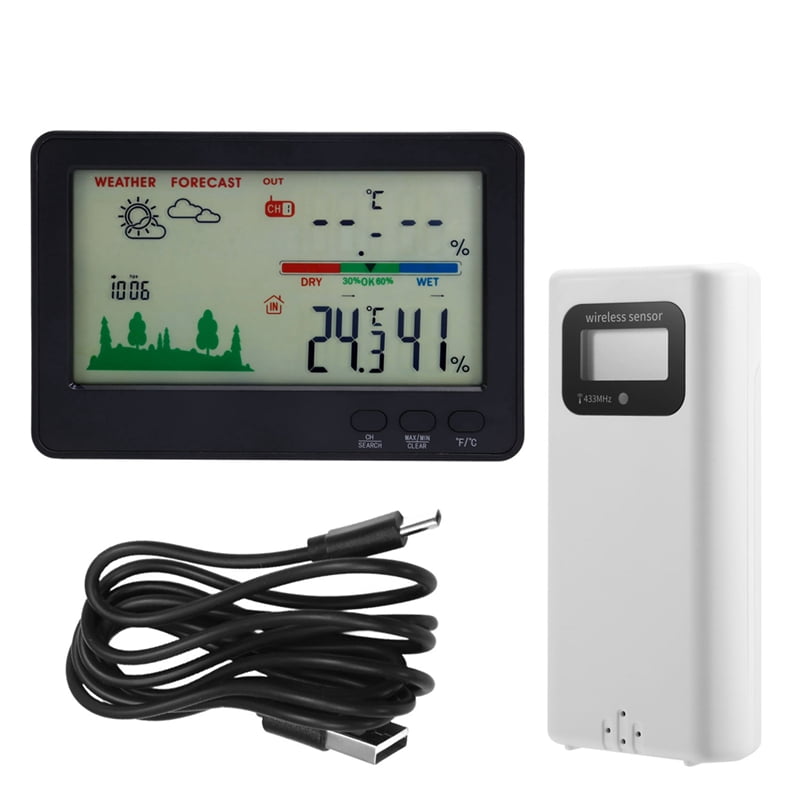 Indoor Outdoor Thermometer and Hygrometer Wireless Weather Stations ...