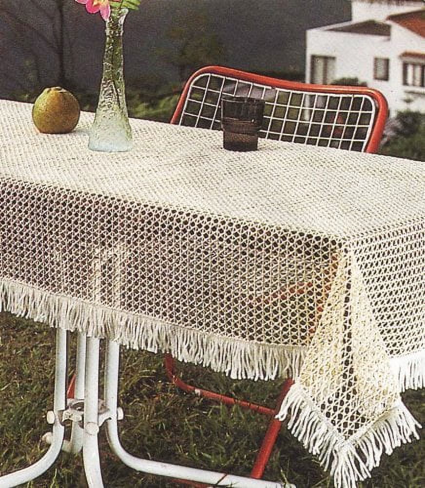 Indoor/Outdoor Vinyl Tablecloth with Decorative Polyester Fringe, Non ...