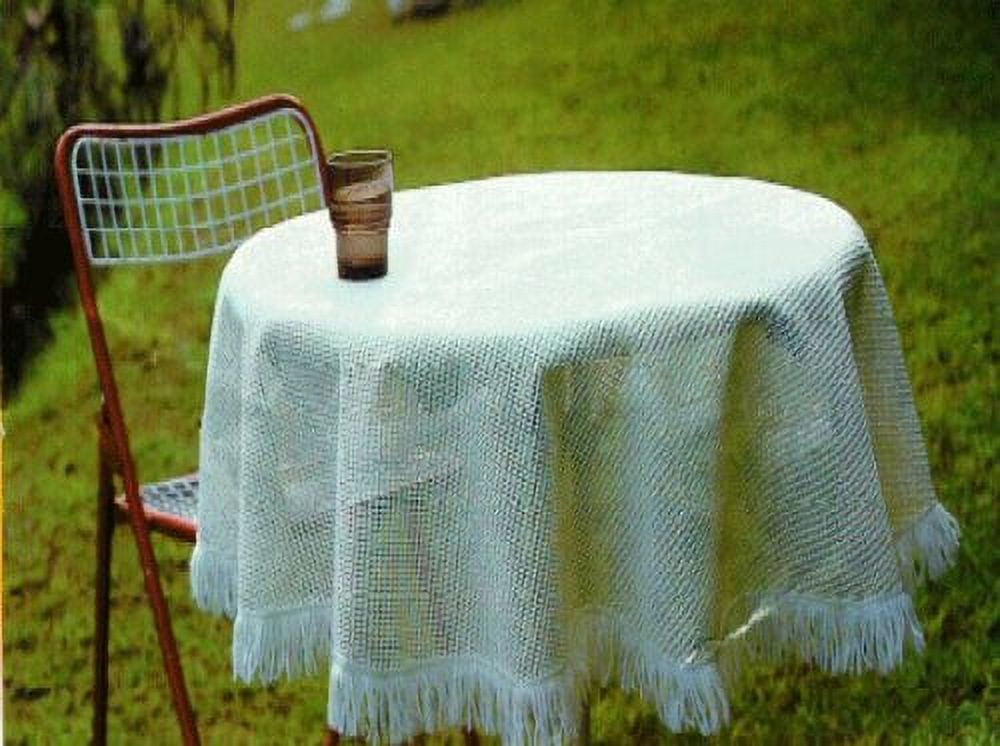 Indoor/Outdoor Vinyl Tablecloth with Decorative Polyester Fringe, Non ...