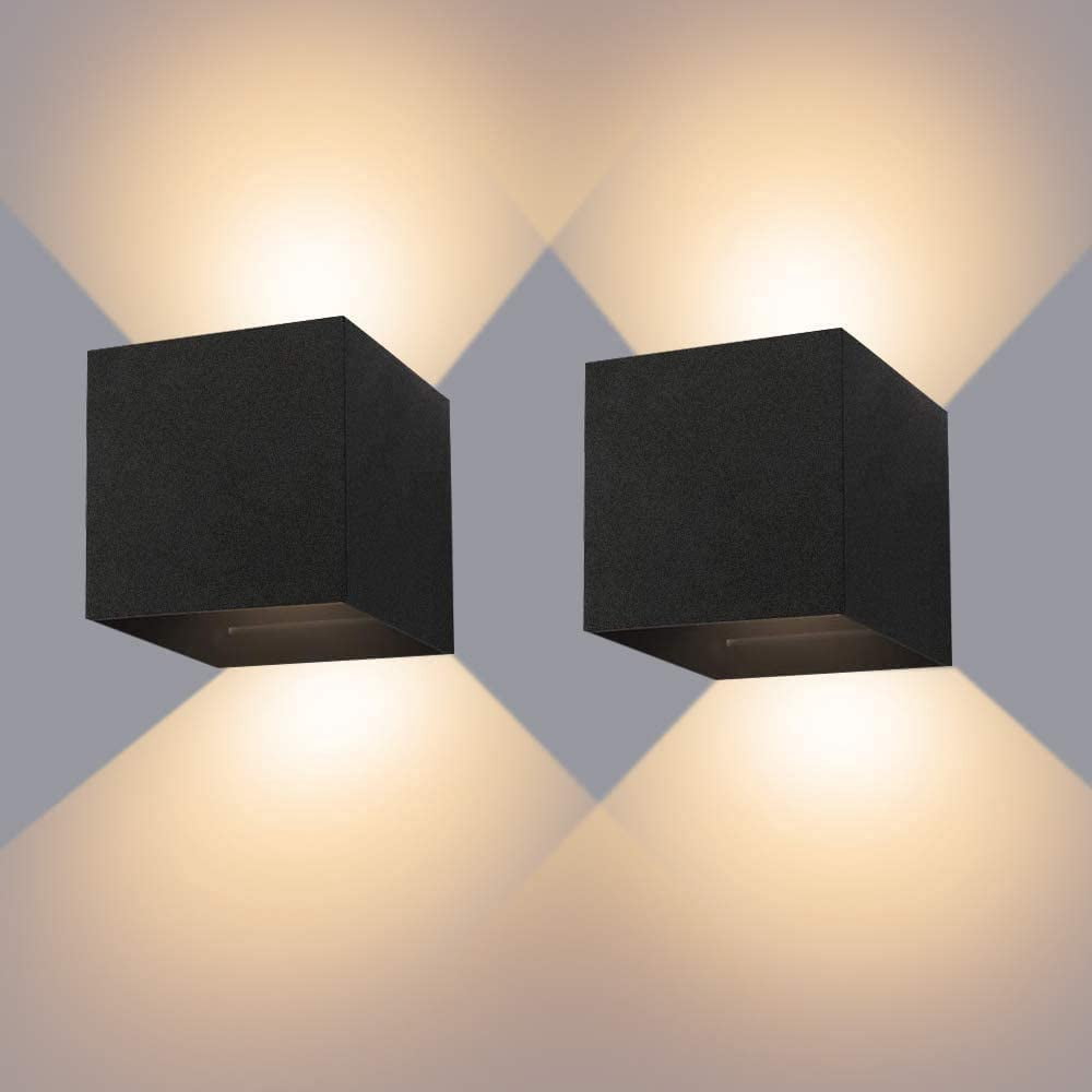 Indoor/Outdoor Wall Light 12W* 2 Black Led Wall Lights Waterproof Ip65 ...