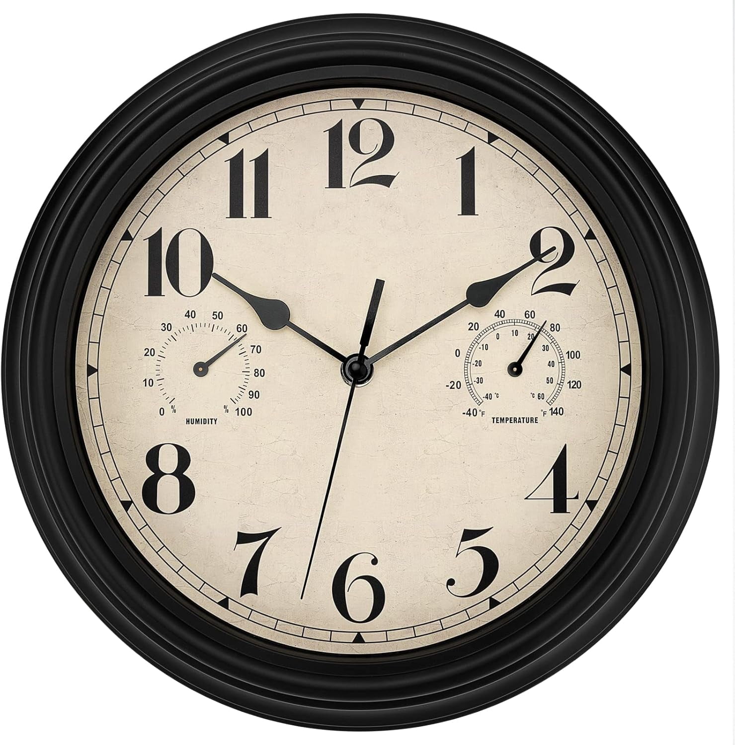 Indoor Outdoor Waterproof Wall Clock with Thermometer and Hygrometer ...