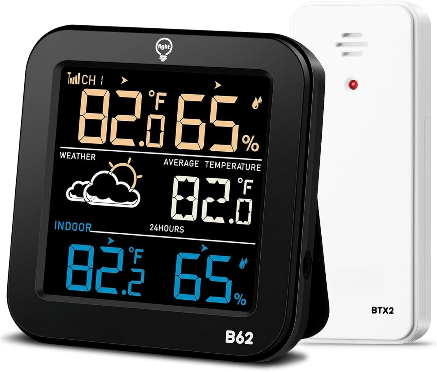 Indoor Outdoor Weather Station with 500FT Range Sensor and Adjustable ...