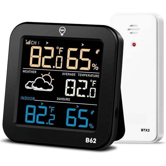 Indoor Outdoor Weather Station with 500FT Range Sensor and Adjustable ...