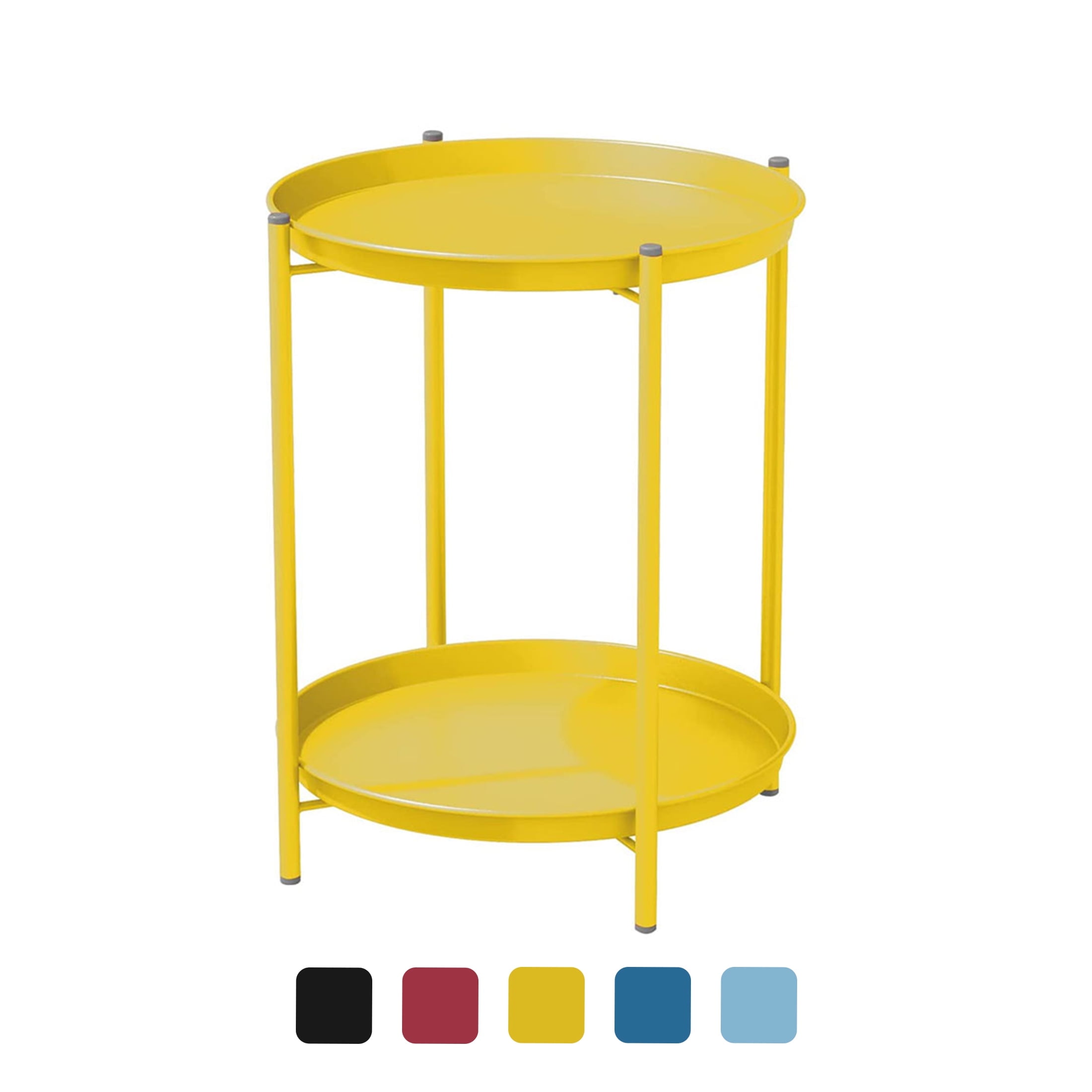 Indoor & Outdoor Yellow Side Table 2-Tier, Weather-Resistant Steel ...