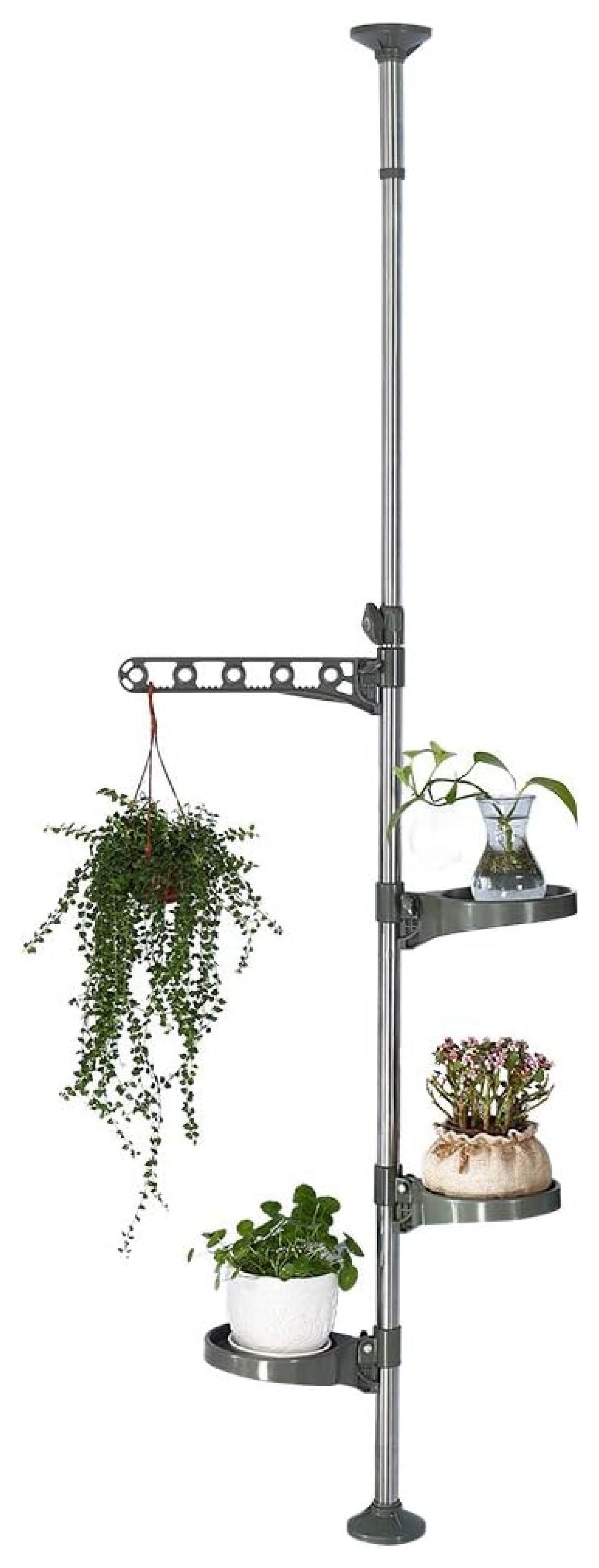 Indoor Plant Stand Pole Tension Rod Corner Standing Shelf Adjustable ...