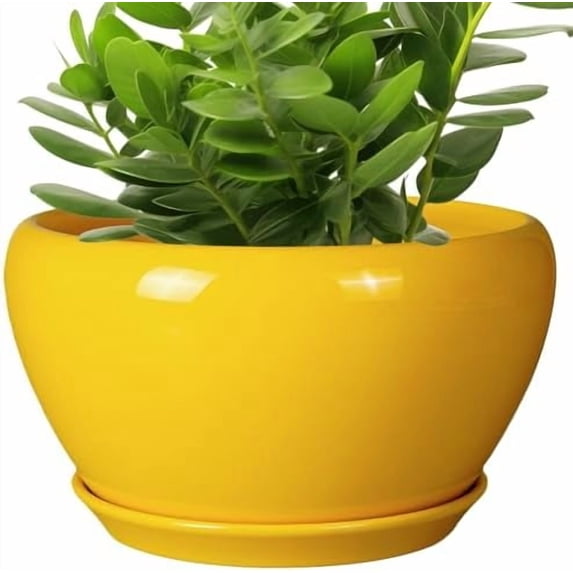 Indoor Planter 11 Inch - Decorative Mid-Century Large Ceramic Plant Pot ...