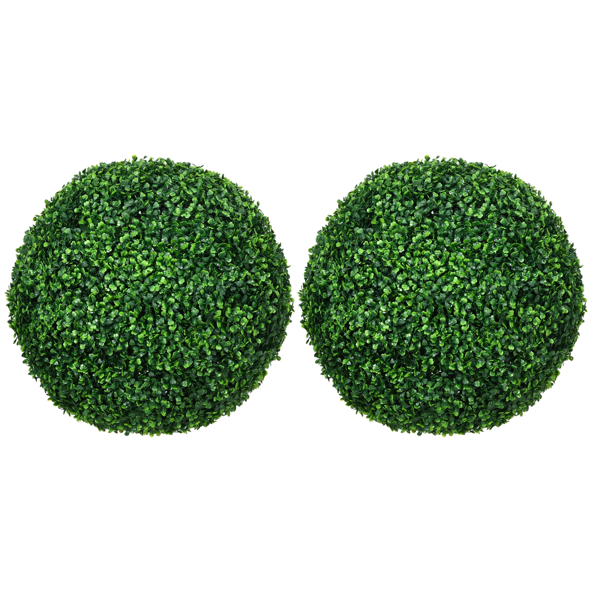 Indoor Plants HOMCOM Set of 2 19.75 Inch Artificial Ball Boxwood ...