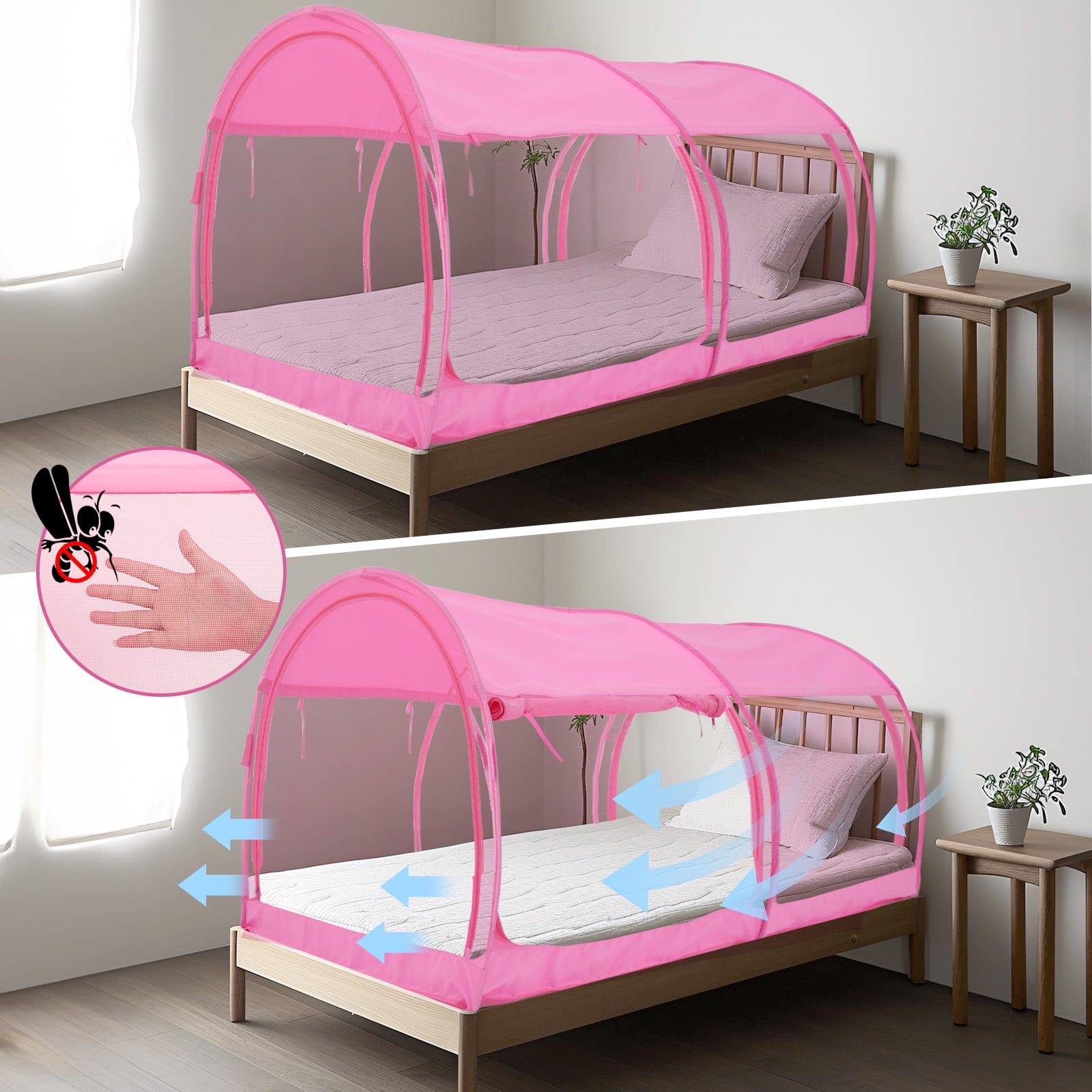 Twin Size Bed Tent Canopy with Mosquito Net - Pop Up Privacy Sleeping ...