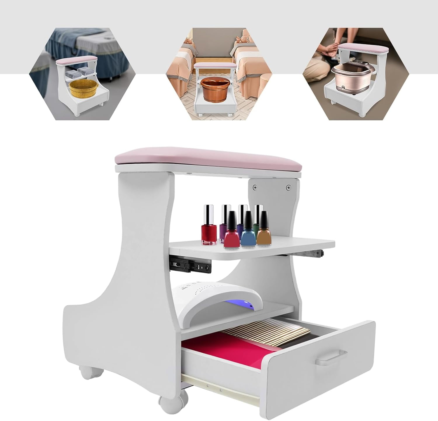 Indoor Portable Foot Bath Stool, Foot Bath Trolley Foot Rest Pedicure ...