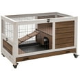 Indoor Rabbit Enclosure, on Wheels Rabbit Hutch Small Animal House with ...