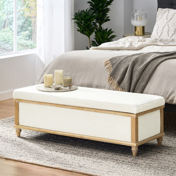 Indoor Rectangle Rubberwood Storage Ottoman, 48.5x16 inches - Walmart.com