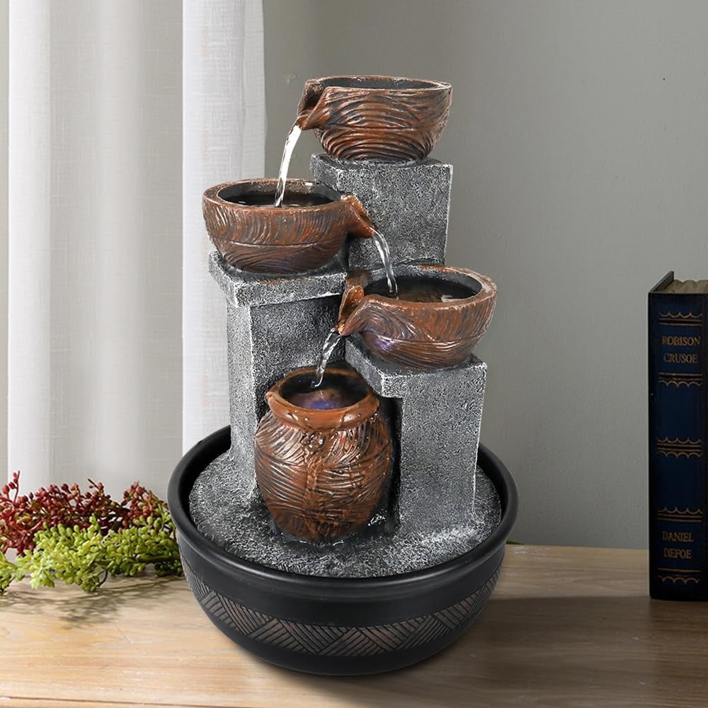 Indoor Relaxation Desktop Waterfall Fountain，Tabletop Flowing Water ...