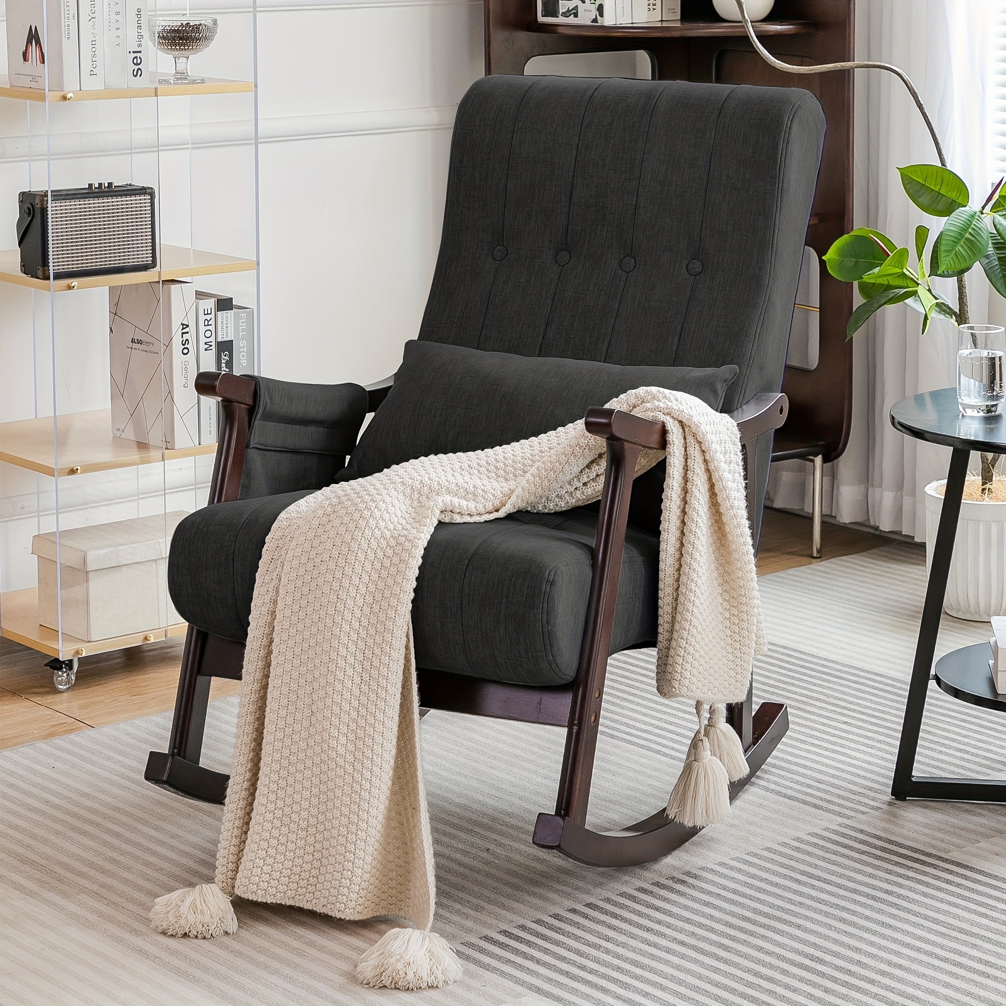 Indoor Rocking Chair, Nursery Upholstered Rocking Chair Indoor for ...