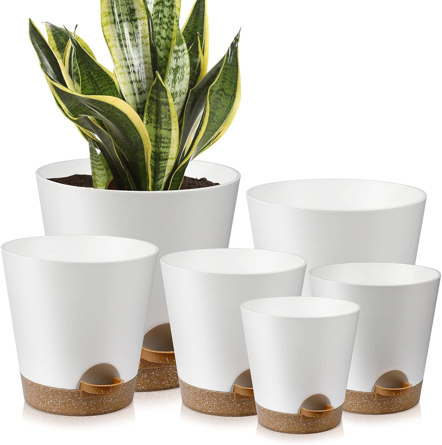 Indoor Self Watering Planters with Drainage Holes and Saucers, Assorted ...