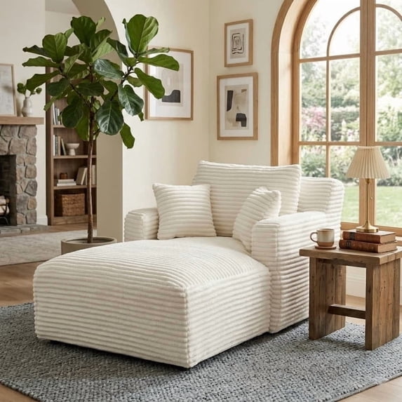 Indoor Single Chaise Lounge Sofa Chair, Modern Corduroy Upholstery ...