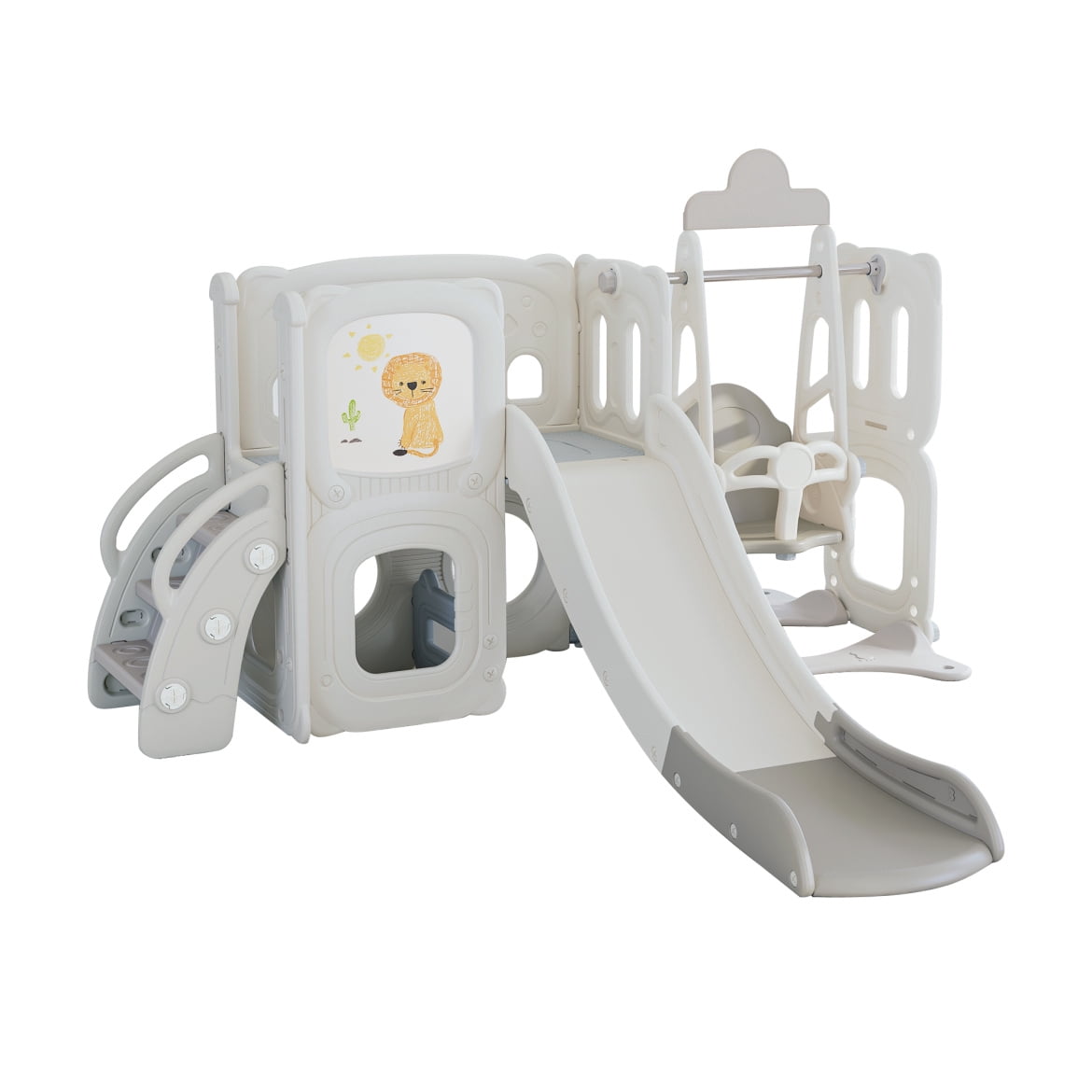 Indoor Slide for Kids Age 1-7, 5 in 1 Toddler Slide and Swing Set, Kids ...